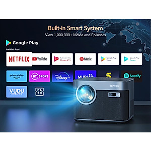 [Auto Focus/Keystone] TOPTRO X7 Android TV Projector with WiFi and Bluetooth, Smart Projector 4K Supported, 600 ANSI, Dust-proof, 50% Zoom, Outdoor Projector with Netflix/YouTube Built-in, 8000+ Apps