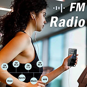 64GB MP3 Player with Bluetooth, Sunoony Music Player with FM Radio, Built-in HD Speaker, HiFi Lossless Sound, TF Card, Earphone, Voice Recorder/Video/Photo Viewer/E-Book Player for Kids, Running, Gift