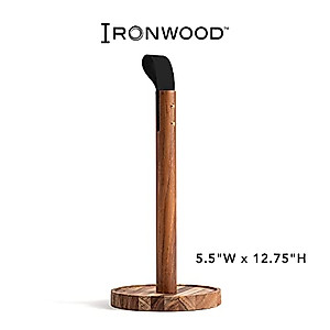 Ironwood Gourmet Farmhouse Paper Towel Holder Stand, Acacia Wood, Brown Medium