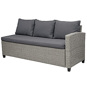 FANYE 5 Pieces All Weather Outdoor Patio Furniture Conversation Sets PE Wicker Rattan Sectional Couch Include 1 Table, 2 Sofas, 2 Ottomans and 3 Pillows Corner, Dark Gray