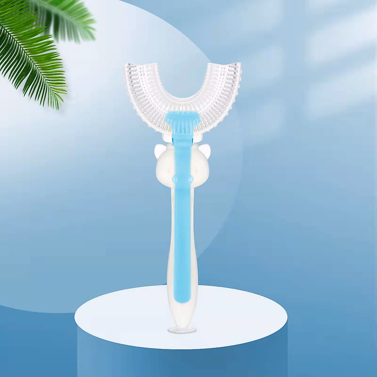 U Shaped Toothbrush Kids 2 Pack, Toddler Toothbrush Age 2-6, Manual Whole Mouth Toothbrush With Cute Pig Handle for Kids Children, 360 Soft U Shaped Toothbrush for Toddlers Oral Cleaning, (Bluex2)