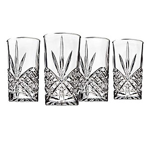 Godinger Highball Glasses Tall Beverage Glass - Platinum Rim, Dublin, Set of 4