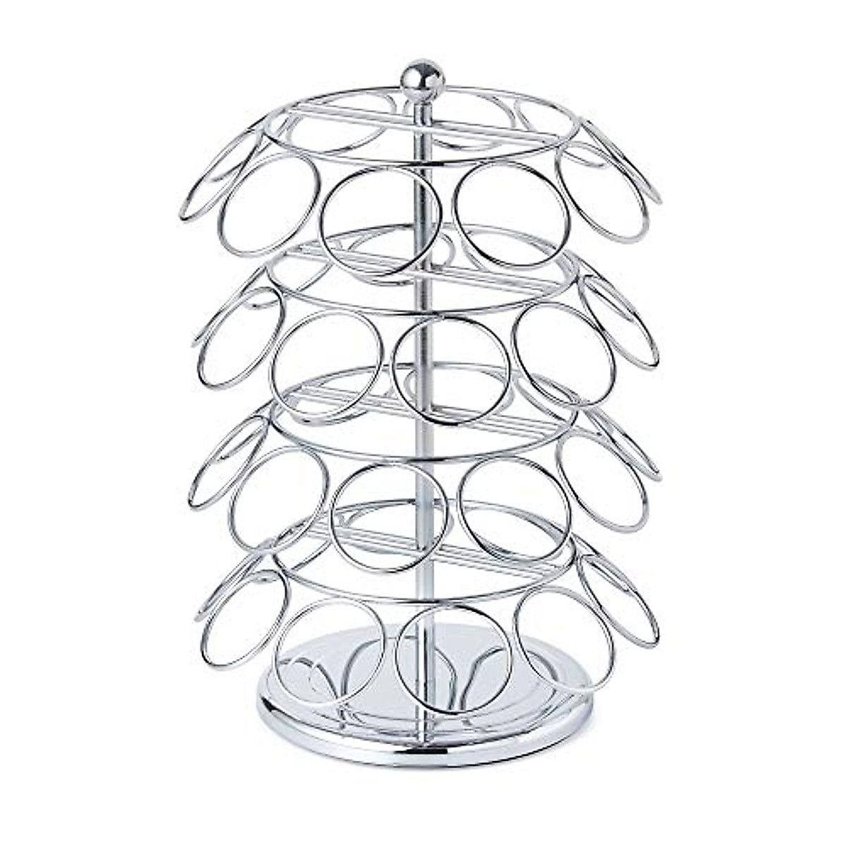 Nifty K Cup Holder – Compatible with K-Cups, Coffee Pod Carousel | 40 K Cup Holder, Spins 360-Degrees, Lazy Susan Platform, Modern Chrome Design, Home or Office Kitchen Counter Organizer