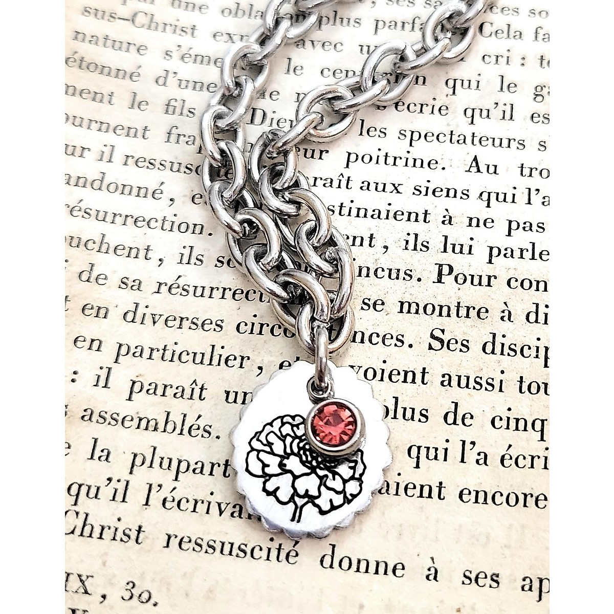 October Birthstone Marigold Flower Charm Bracelet with Birth Month Simple Dainty Gift for Her Mom Daughter