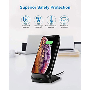 NANAMI Upgraded Fast Wireless Charger,Qi-Certified Wireless Charging Stand Compatible Samsung Galaxy S23/S22/S21/S20/S10/S9 S8/Note 20 Ultra/10/9 & Qi Phone Charger for iPhone 14/13/12/SE/11/XR/XS/X/8