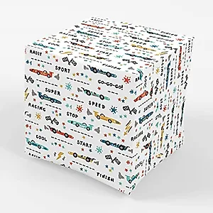 Stesha Party Racing Gift Wrap Race Car Wrapping Paper - Folded Flat 30 x 20 Inch - 3 Sheets
