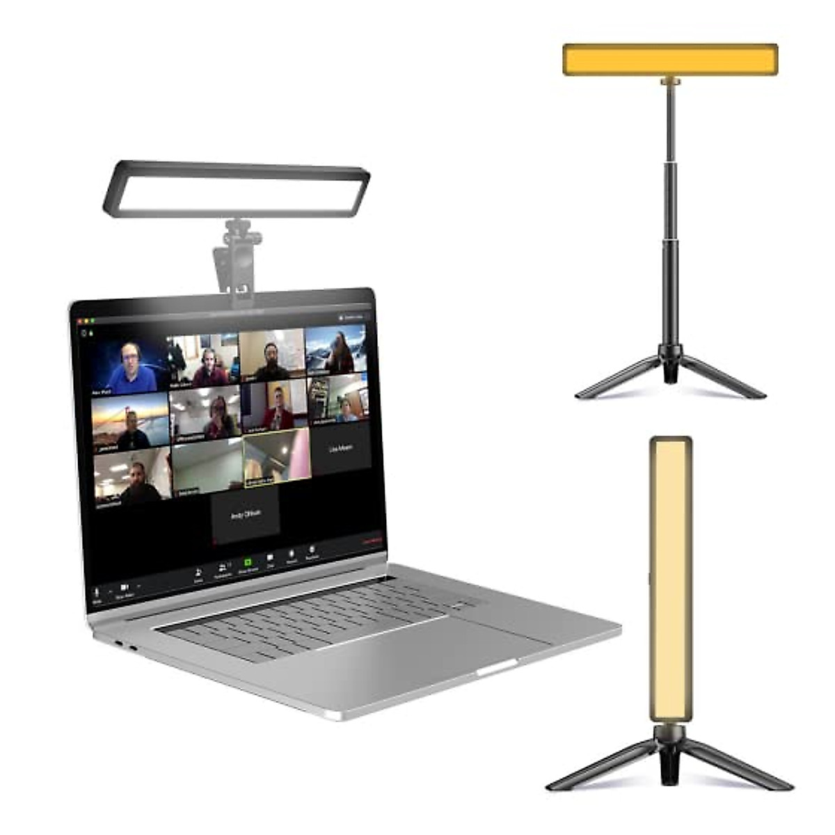 Video Conference Lighting with Tripod for Laptop&Computer -Webcam Light for Streaming-Zoom Lighting with 3 Dimmable Color & 10 Brightness Level for Self Broadcasting and Live Streaming