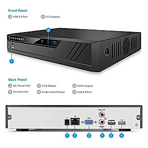 Amcrest NV4108-A2 4K 8CH NVR (1080p/3MP/4MP/5MP/8MP) POE Network Video Recorder - Supports up to 8 x 8MP/4K IP Cameras, 8-Channel, Supports up to 10TB Hard Drive (No Built-in WiFi)