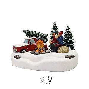 MOMENTS IN TIME Christmas Village Scene, Campfire Scene with LED Lights - Battery Operated (not Included) (4.3" H x 6.6" W x 4.3" D)