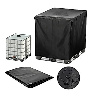 IBC Tote Cover Huapate 275 Gallon Tote Sunshade Water Proof Protective Hood 1000 L Garden Water Tank Black