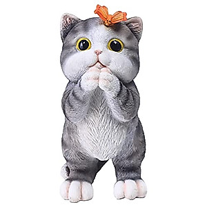 Pohabery Garden Outdoor Decor Cat Statue with Solar Butterfly Light Cat Garden Decor Solar Cat Yard Decor for Patio, Balcony, Yard, Lawn Ornament