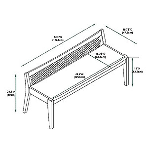 Powell Kasi Beige Rattan Cane Bench with Back, Large, Natural