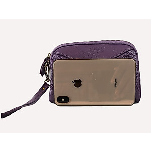 Women's Genuine Leather Wristlet Clutch Cell Phone Purse