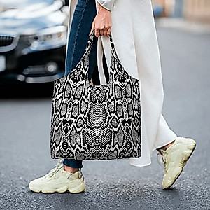 ZIMBRO Black White Snake Skin Single shoulder commuter canvas bag Women's single shoulder bag fashion canvas handbag tote bag