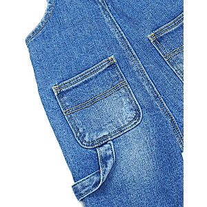 KIDSCOOL SPACE Denim Overalls,Baby Little Big Kids Hammer Loop on Jeans Dungarees Pants,Light Blue,12-18 Months