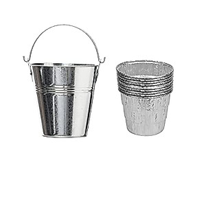 asika Drip Grease Bucket Can & 10-Pack Liners for Traeger 20/22/34, for Pit Boss, and Pellet Smoker Grill (Silver 10)