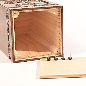 engmvwod Handmade Wooden Engraved Urn for Human Ashes 250lbs Adult Male Female Satin Bag Tree of Life Cremation urns pet Dog cat Box