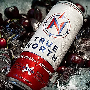 True North, Pure Energy Seltzer, Black Cherry, 12 Fl Oz (Pack of 12)