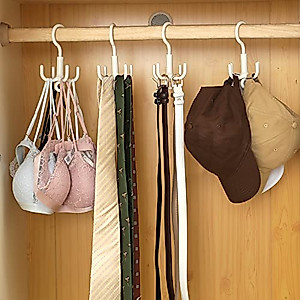 Coorganisers 4 PCS Belt Organizer Hanger for Closet,Stackable Bra Organizer with 4 Claws,360 Degree Rotating Clothes Hanger Holder Hook Closet Organizer,Tie Rack for Belt,Tie,Bra,Bag,Purse,Hat,Scarf