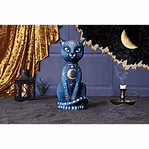 Nemesis Now Celestial Kitty 26cm, Resin, Blue, Celestial Cat Figurine, Kitty Figurine, Spiritual Gift, Cast in The Finest Resin, Expertly Hand-Painted