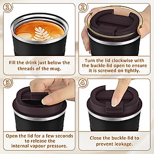 KETIEE Travel Mug, 12oz Insulated Coffee Cup with Leakproof Lid, Vacuum Stainless Steel Double-Wall Travel Coffee Mug Spill Proof, Reusable Coffee Mugs for Men and Women for Hot & Cold Drinks