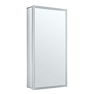 Fine Fixtures Bathroom Medicine Cabinet, Aluminum, Recessed/Surface Mount, 42" x 30", 2 Door, Mirrored w/LED