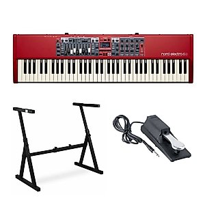 Nord Electro 6D 73-Key Semi-Weighted Action Keyboard with Nine Drawbars Bundle with Z-Style Stand and Sustain Pedal (3 Items)