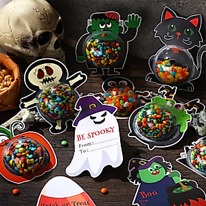 Sinload 48 Pcs Halloween Candy Holder Cards with Plastic Shaker Domes Halloween Greeting Cards DIY Crafts for Goodie Bags Stuffers School Classroom Prizes Gifts Party Favor (Candy Not Included)