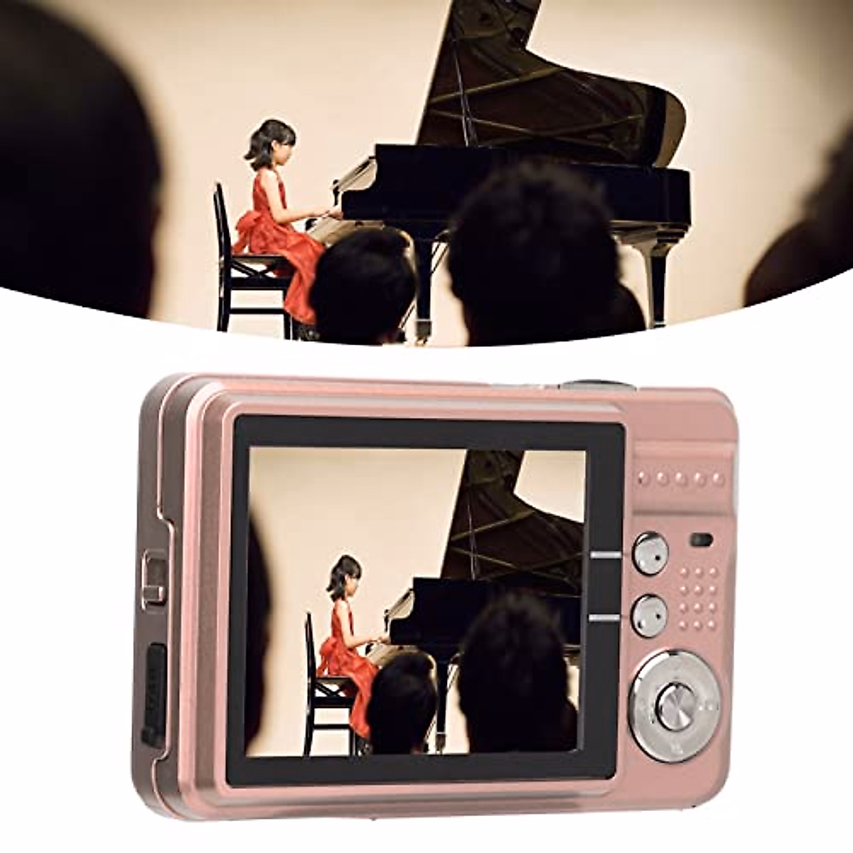 Digital Camera, 4K Digital Camera 2.7in LCD Display 8X Zoom Anti Shake Vlogging Camera for Photography Continuous Shooting (Pink)