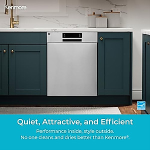 Kenmore 24" Built-In Stainless Steel Tub Dishwasher with SmartWash, Smart Dry, and MoreSpace Adjustable Rack, Energy Star Certified, Fingerprint Resistant Stainless Steel