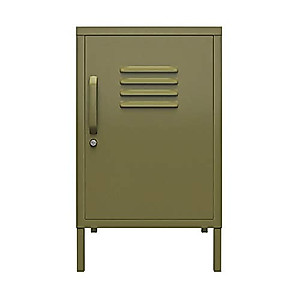 REALROOMS Shadwick 1 Door Metal Locker Style Livingroom End Table, Olive Green