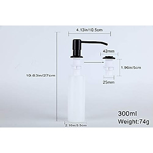Kitchen Sink Soap Dispenser,Matte Black Stainless Steel Pump Head Kitchen Soap Dispenser with 10.14 OZ