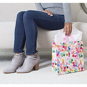 Hallmark 10" Large Square Gift Bag (Watercolor Dots, Just for You) for Birthdays, Mothers Day, Easter, Graduations, Retirements and More