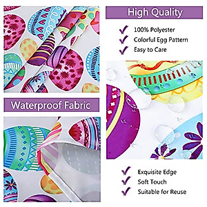 MoKoHouse White Easter Tablecloth Rectangle 57 x 84 inch Colorful Easter Eggs Tablecloth for Spring Party