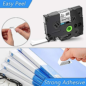 GREENCYCLE 10-Pack Compatible for Brother 1/4" 0.23" x 26.2ft Black on White TZe-211 AZE211 TZ-211 TZ211 Standard Laminated Label Tape for P Touch PT-D210 PTD400AD PT1230 PTH110 PT Cube Labeler