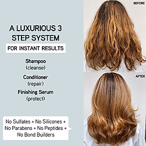 Iles Formula Signature Collection Box: Haute Performance Shampoo + Conditioner + Finishing Serum & Comb - Cleanse, Repair, & Protect All Hair Types, 6.8 Fl Oz (200 ML) Each