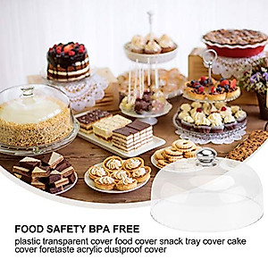 HEMOTON Cake Stand, Cake Plate with Dome, Dessert Plastic Cake Cover Snack Tray Round Display Cake Plate Serving Platter Food Cover, 26x11cm