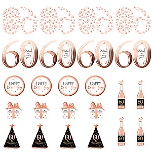 Konsait Rose Gold 60th Birthday Centerpiece Sticks-60th Birthday Table Toppers -Birthday Party Decorations Accessories-60 Fabulous -Bday Party Cheers to 60 Years Birthday Party Favor Supplies