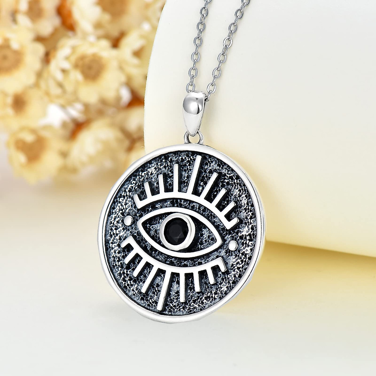 PDTJMTG Sterling Silver Evil Eye Necklace for Women Men Lucky Protection Gift