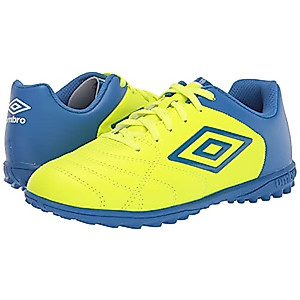 Umbro Boy's Classico XI TF Jr. Soccer Turf Shoe, Yellow/Blue/White, 1 Little Kid