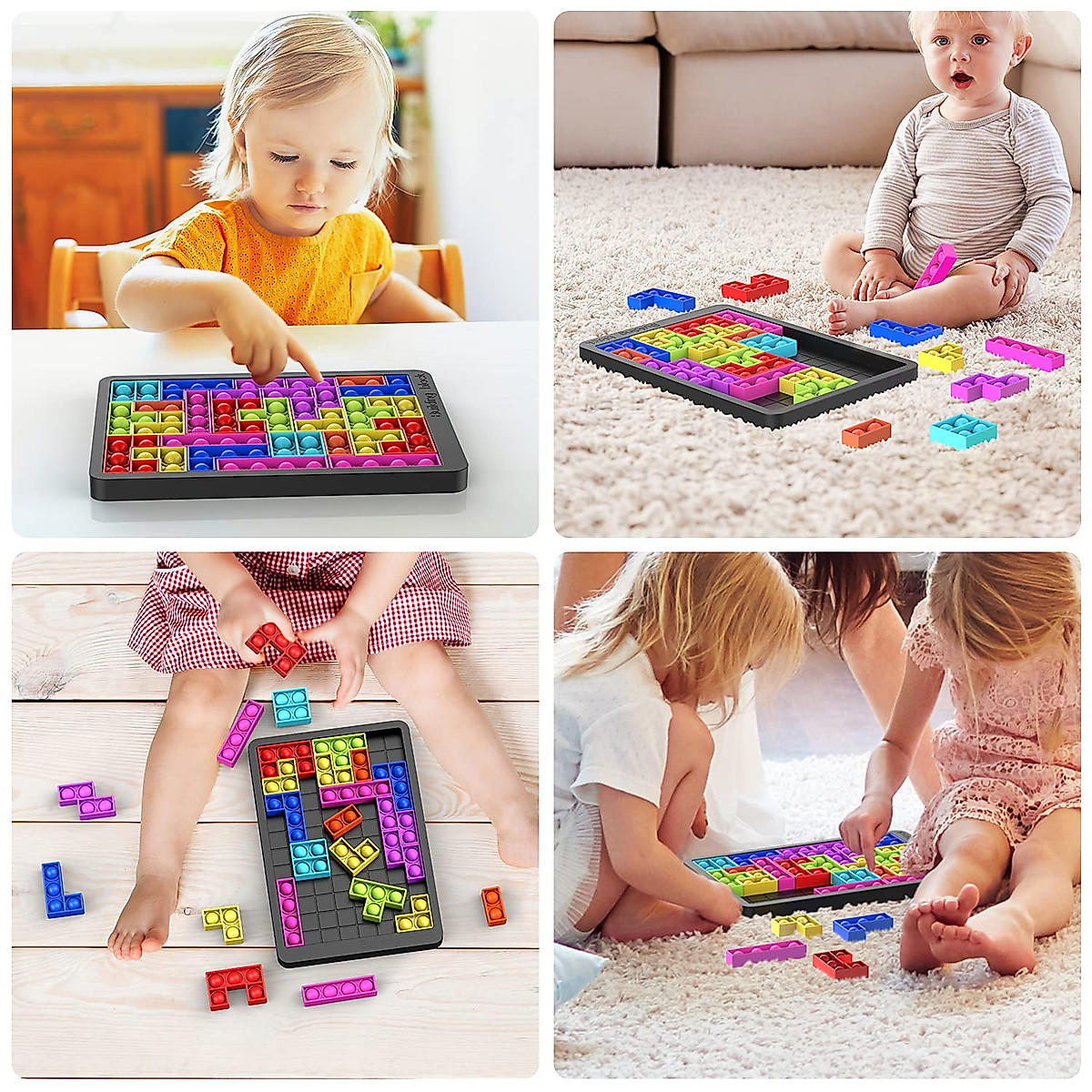 Fidget Toys - Big Size Push Pop Bubble Fidget Sensory Toy for Anxiety and Autism Relief - Jigsaw Puzzle Board Games for Adults Help Relieve Stress - Best Toddler Toy Gifts for Boys and Girls (Black)