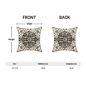 BETGINY Boho Pillow Covers 18x18, Black Ethnic Design Outdoor Decorative Throw Pillows for Couch, Carpet Pattern Decor Cushion Cover 2 Pcs Farmhouse Linen Pillowcase for Bed Car Safa