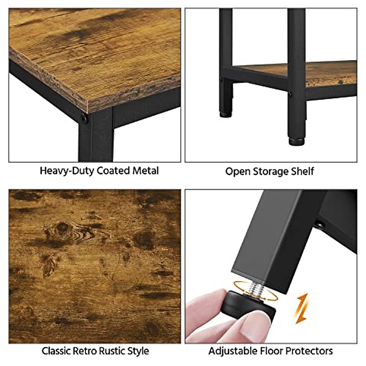 Yaheetech Industrial Console Table with Storage for Entryway, 3 Tier Sofa Table for Living Room, 40 Inch Long Narrow Foyer Table Hallway Table with Storage & Strong Legs, Rustic Brown