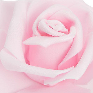 100 Pack Light Pink Artificial Flowers, Bulk Stemless Fake Foam Roses for Wedding, Decorations, Bouquets (3 in)