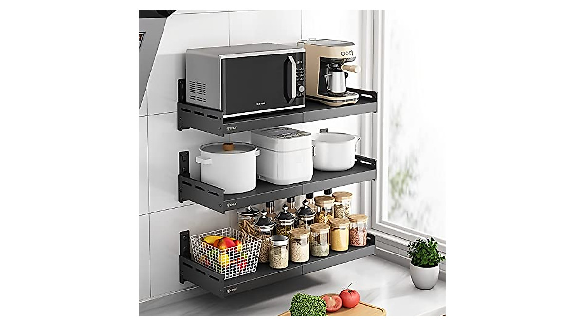 ECHLI Retractable Stainless Steel Wall Rack for Kitchen