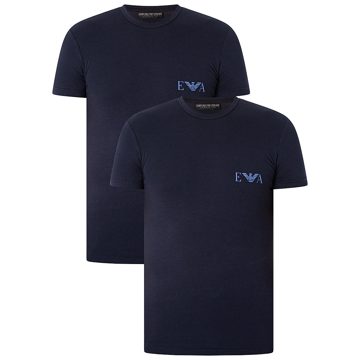 Emporio Armani Men's Bold Monogram 2 Pack T-Shirt, Marine/Marine