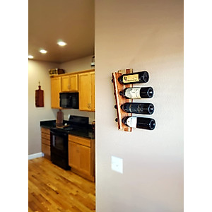 Featherlee - Natural Live Edge Wall Mount Wine Rack for 4 Bottles
