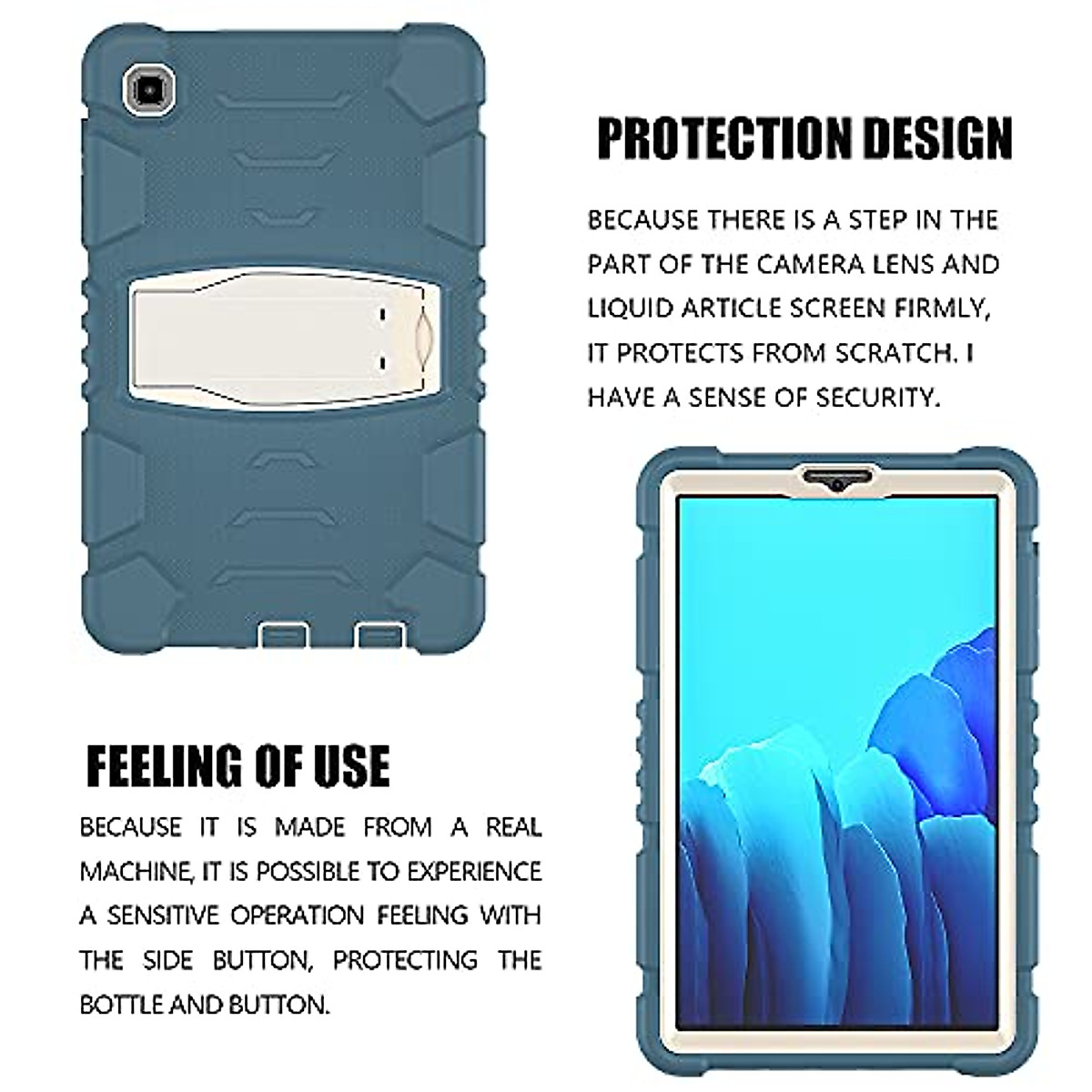 Litchi Samsung Galaxy Tab A7 Lite Case 2021, Galaxy Tab A7 Lite 8.7 Inch Case with Kickstand, Protective Rugged Case for SM-T220/T225-Cornflower Blue