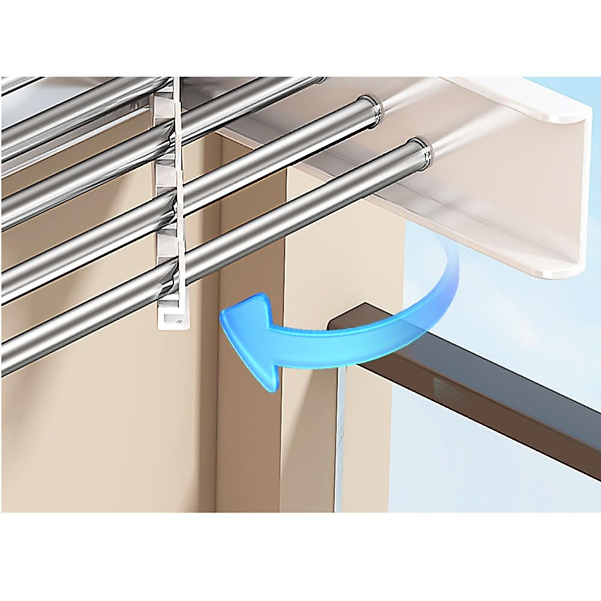 plainshe Laundry Drying Rack Collapsible, Wall Mounted, Clothes Drying Rack, 40" Wide, 16.5 Linear Ft, 5 Aluminum Rods, 60 lb Capacity, Laundry Racks for Drying Clothes with Wall Template