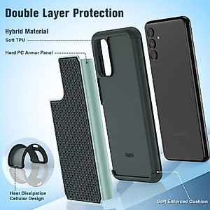 BNIUT for Samsung Galaxy A13 5G Case: Dual Layer Protective Heavy Duty Cell Phone Cover Shockproof Rugged with Non Slip Textured Back - Military Protection Bumper Tough - 6.5inch (Green)